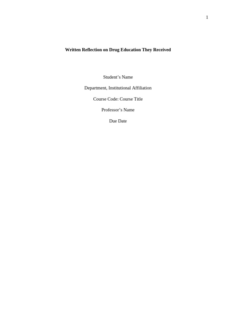 Written Reflection On Drug Education They Received - Edited | PDF | War ...