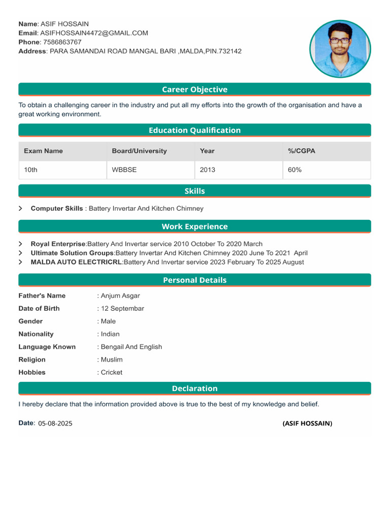 Asif Hossain Resume | PDF
