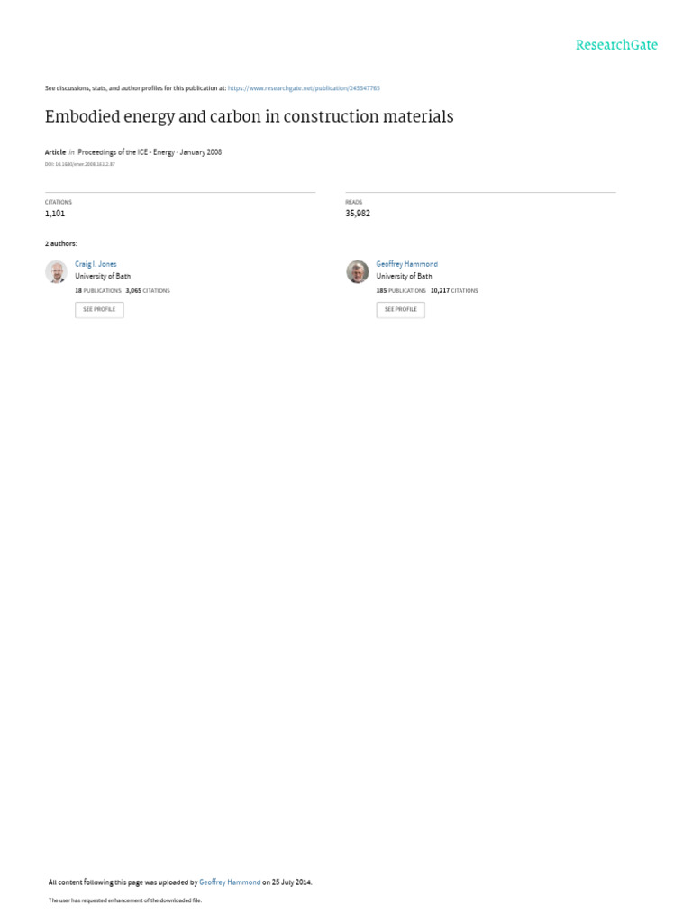 Embodied Energy and Carbon in Construction Materia | PDF | Life Cycle ...