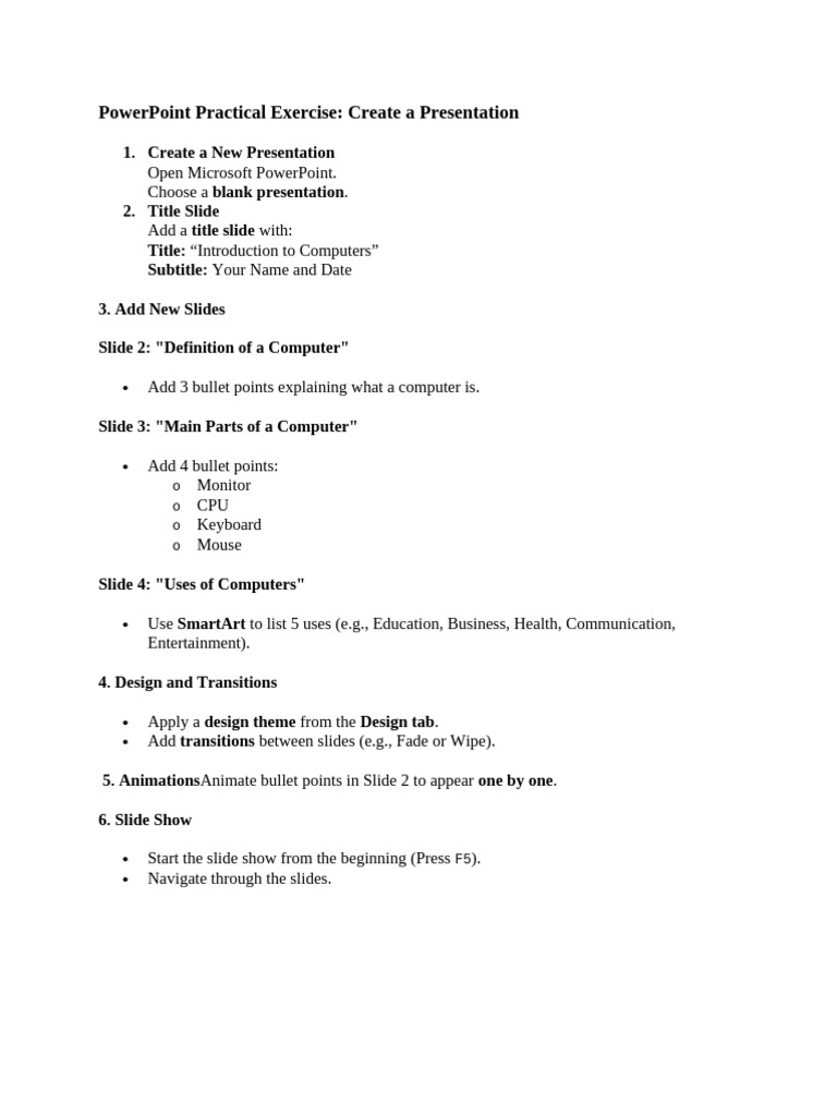 Microsoft PowerPoint Practical | PDF