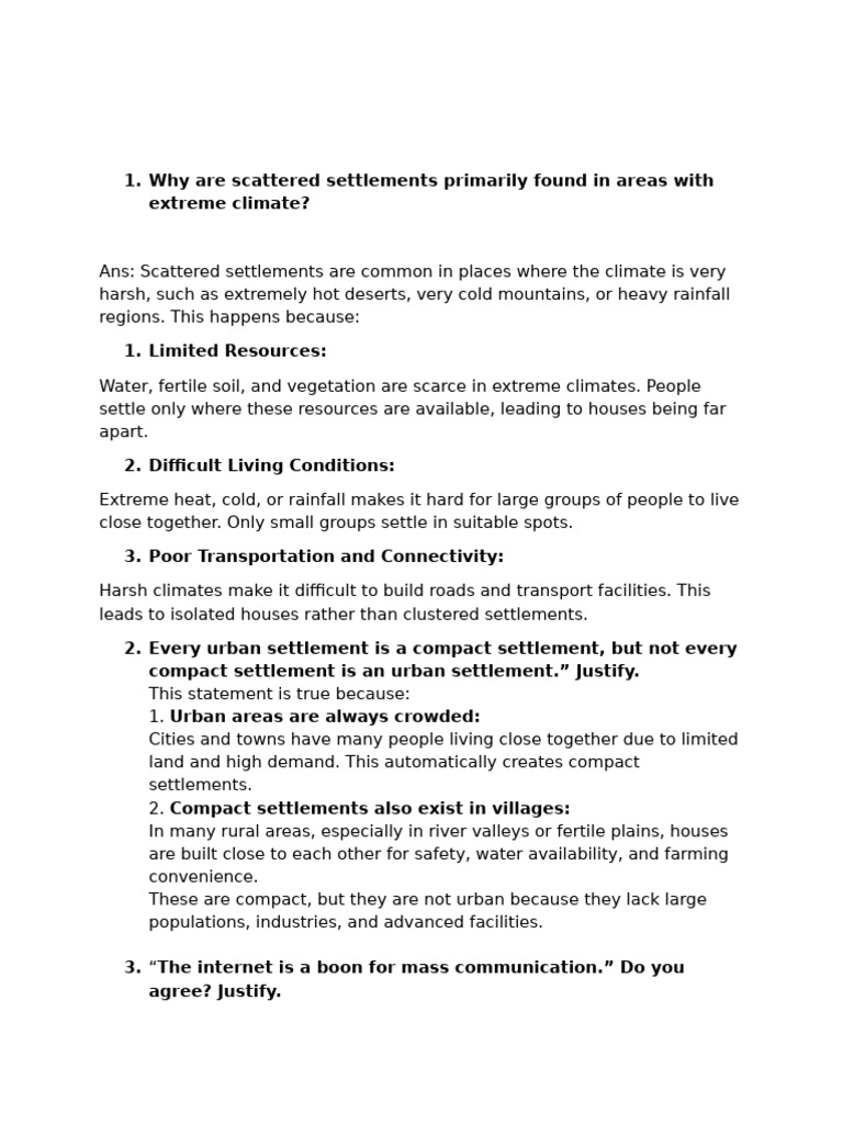 Human Environment- Settlements, Transport and Communication | PDF ...