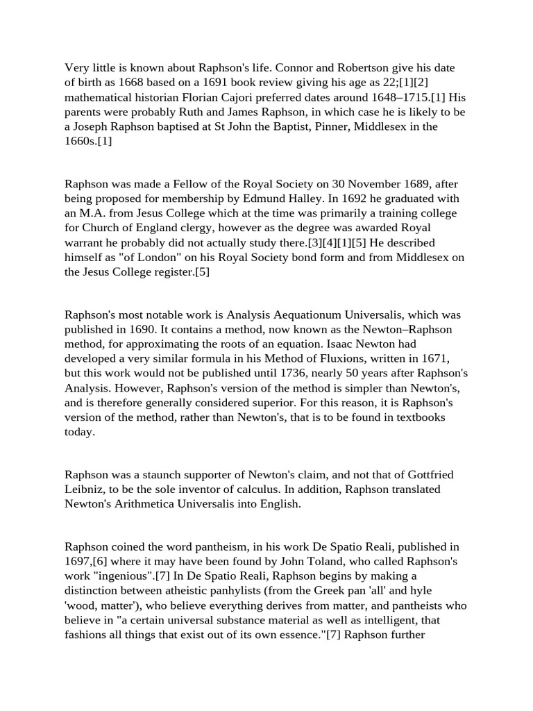 Very Little is Known About Raphson | PDF