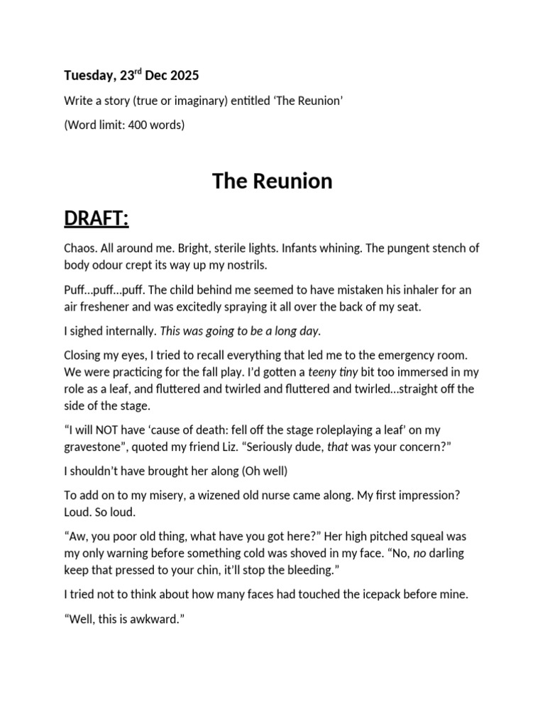 The Reunion (November 2024)+ Feedback | PDF
