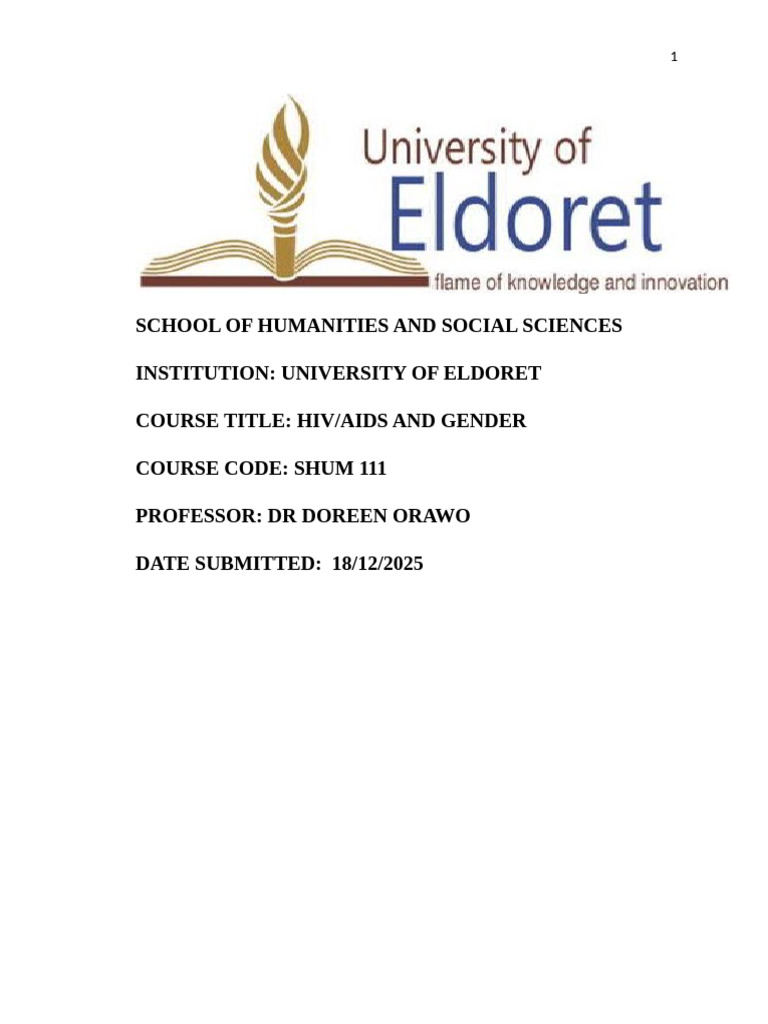 SHUM 111 ASSIGNMENT | PDF | Hiv/Aids | Management Of Hiv/Aids