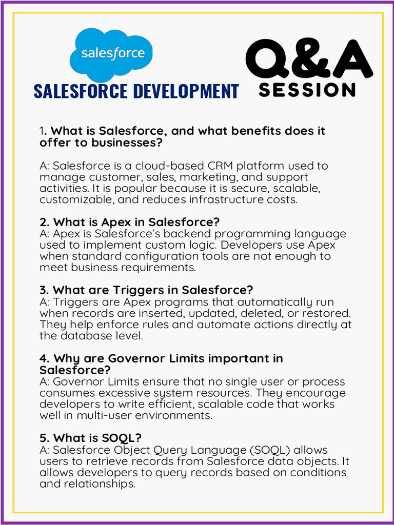 Salesforce Development Interview Questions & Answers | PDF | Databases ...