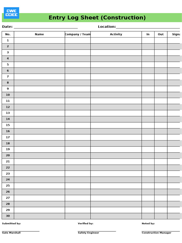 Gate Marshall's Log Sheet | PDF