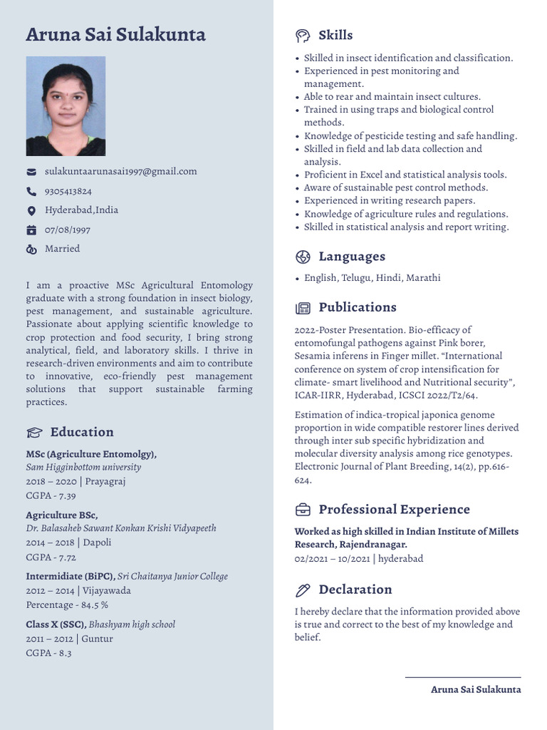 Aruna Sai_Resume_Regulatory Affairs Executive | PDF | Agriculture ...