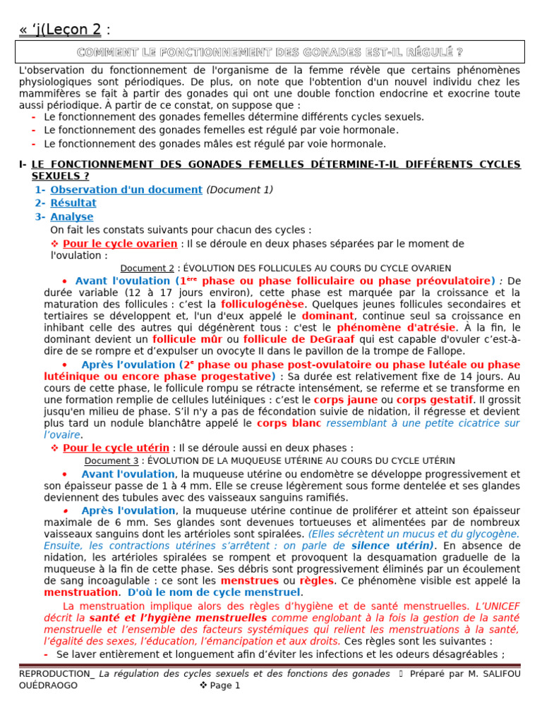 Régulation hormonale des gonades femelles | PDF | Progestérone | Cycle ...
