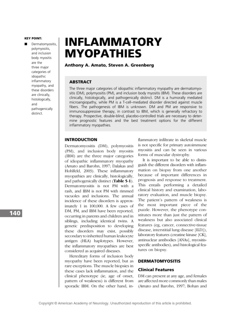 Amato Greenberg Inflammatory Myopathies | PDF | Diseases And Disorders ...