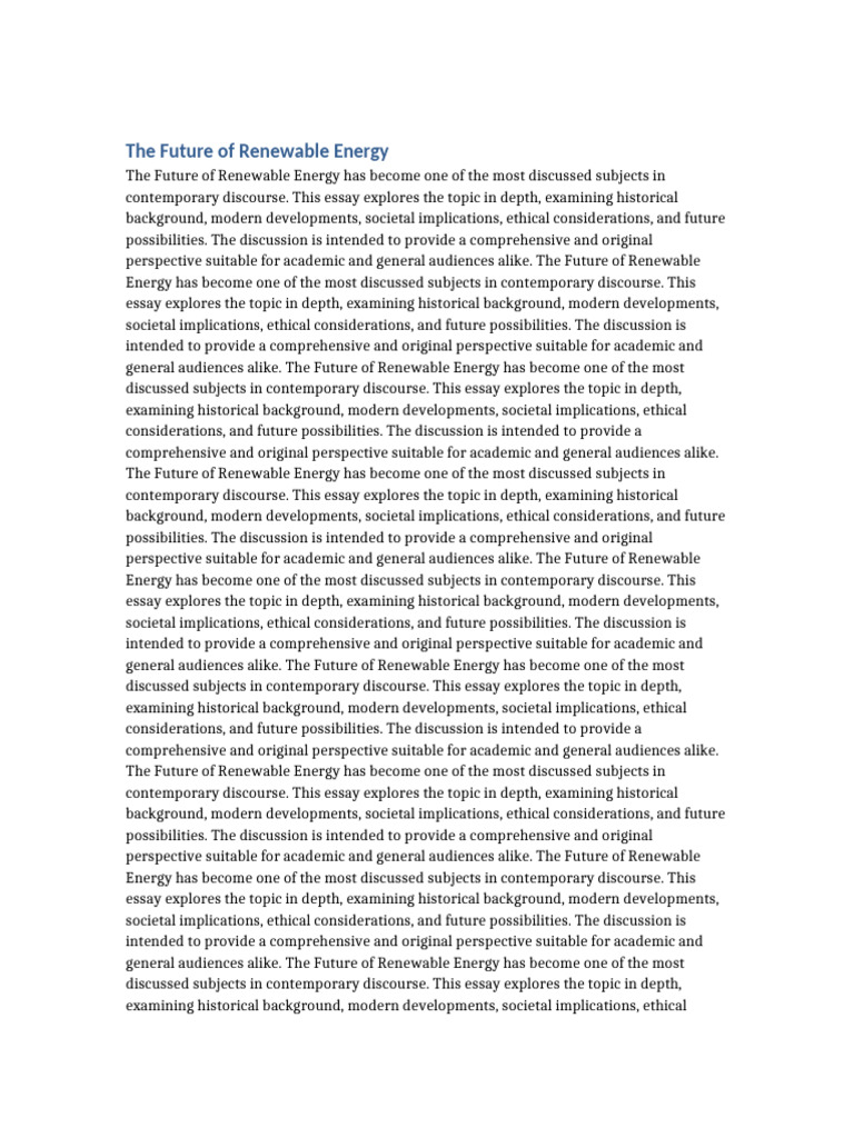 Essay_2_Renewable_Energy_Future | PDF | Essays | Discourse