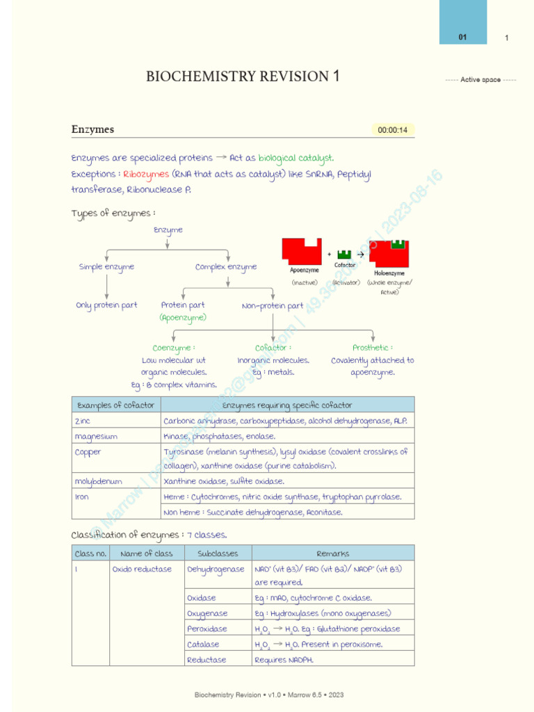 Biochemistry Revision E6.5 | PDF | Glycolysis | Adenosine Triphosphate