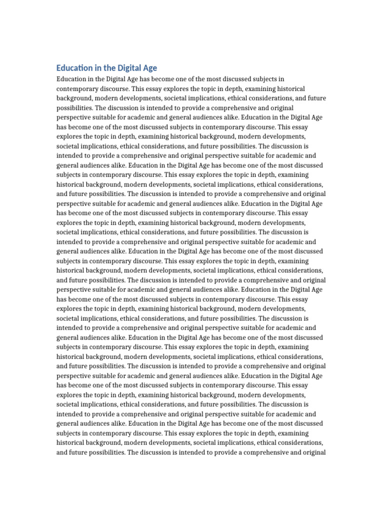Exploring Education in the Digital Age | PDF | Essays | Discourse