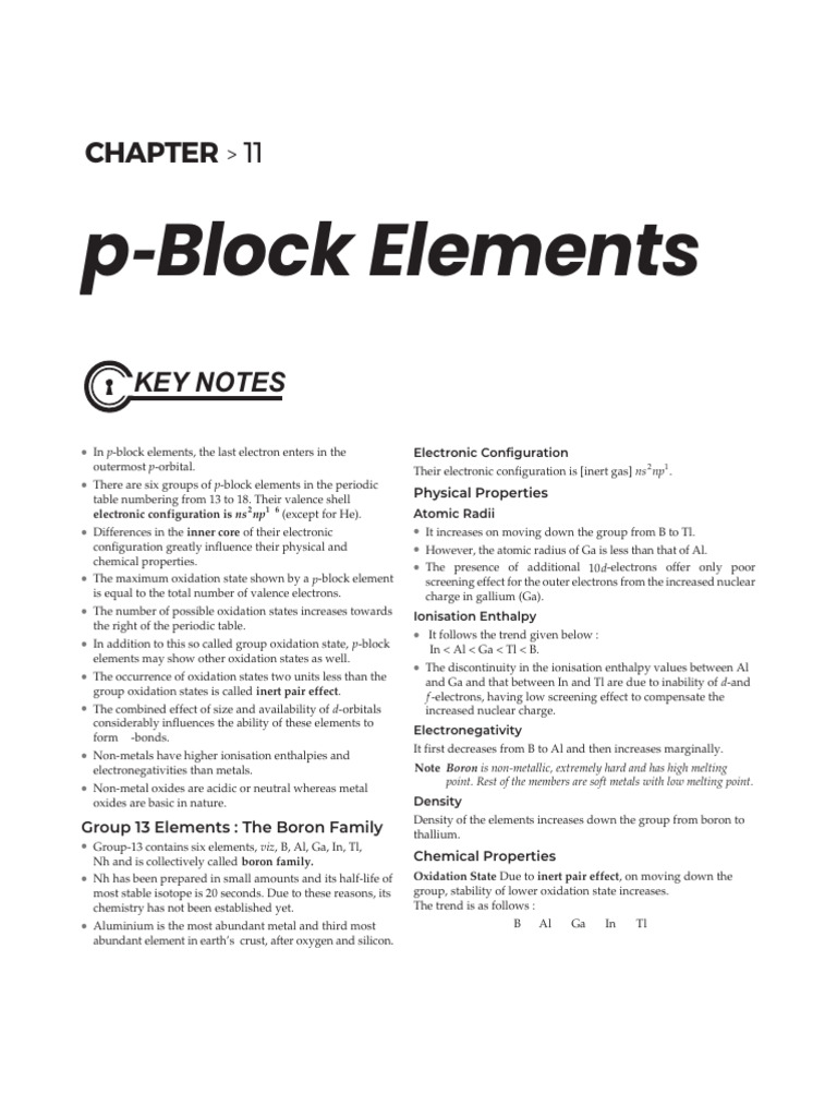 p block 11 | PDF | Periodic Table | Carbon