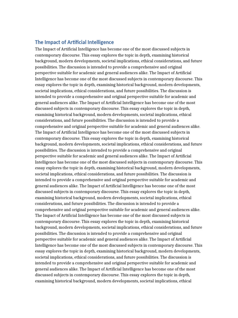 Essay_3_Artificial_Intelligence_Impact | PDF | Essays | Discourse