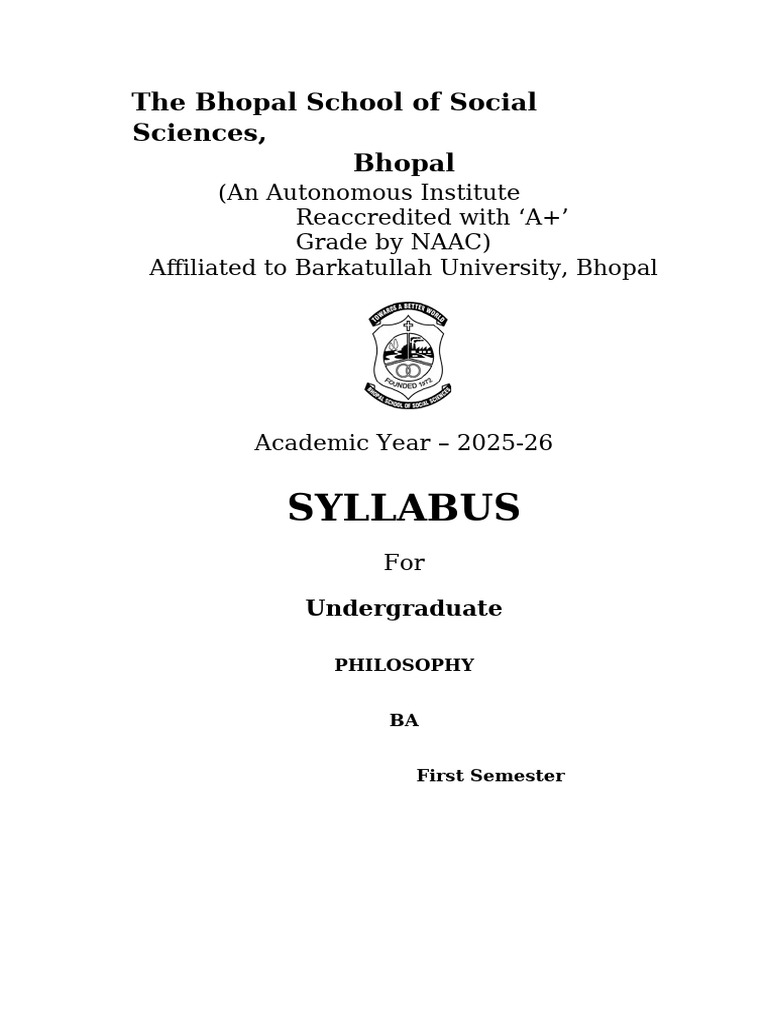 BA Philosophy Syllabus 2025-26 Bhopal | PDF | Hindu Philosophy | Ātman ...