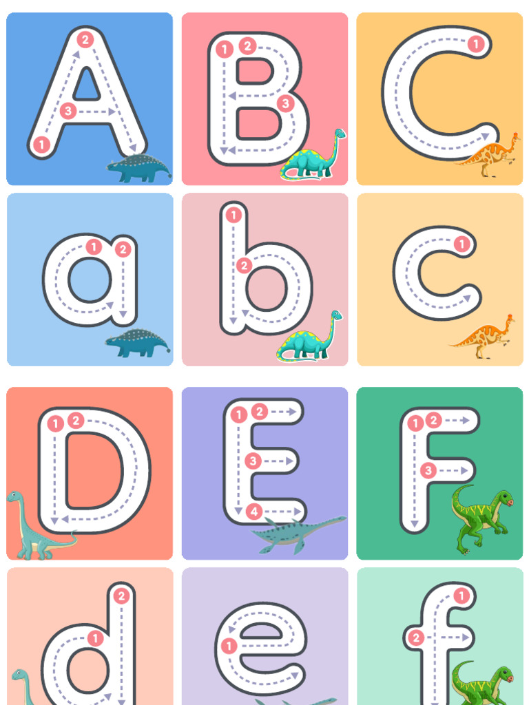 Dinosaur Alphabet Tracing Flashcard | PDF