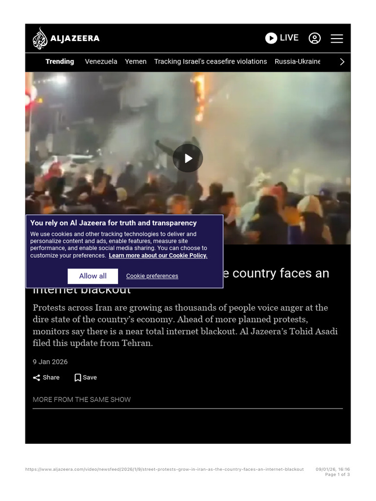 Street Protests Grow in Iran as the Country Faces an Internet Blackout ...