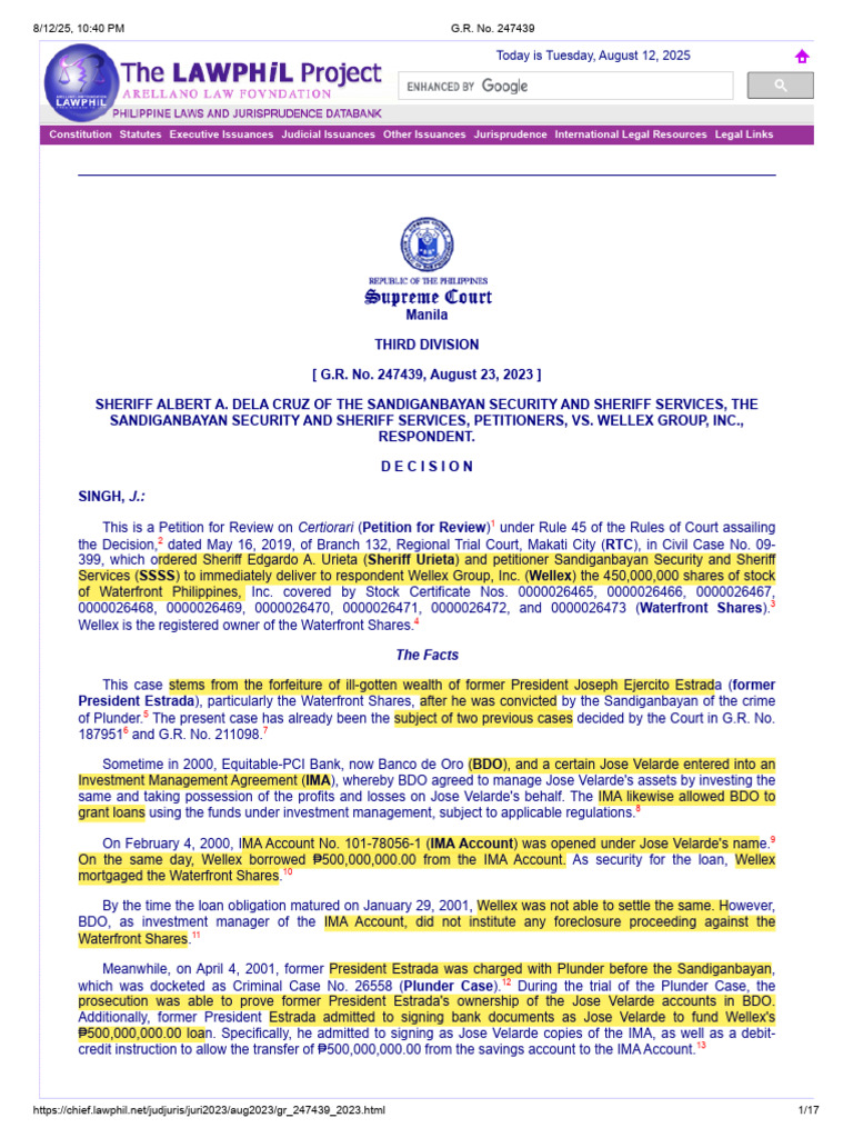 Dela Cruz v. Wellex Group, Inc., G.R. No. 247439, 23 August 2023 | PDF ...