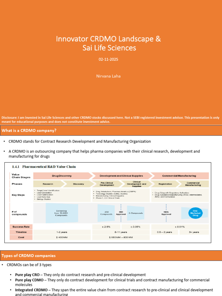 CRDMO Industry Insights and Sai Life Sciences | PDF | Pharmaceutical ...