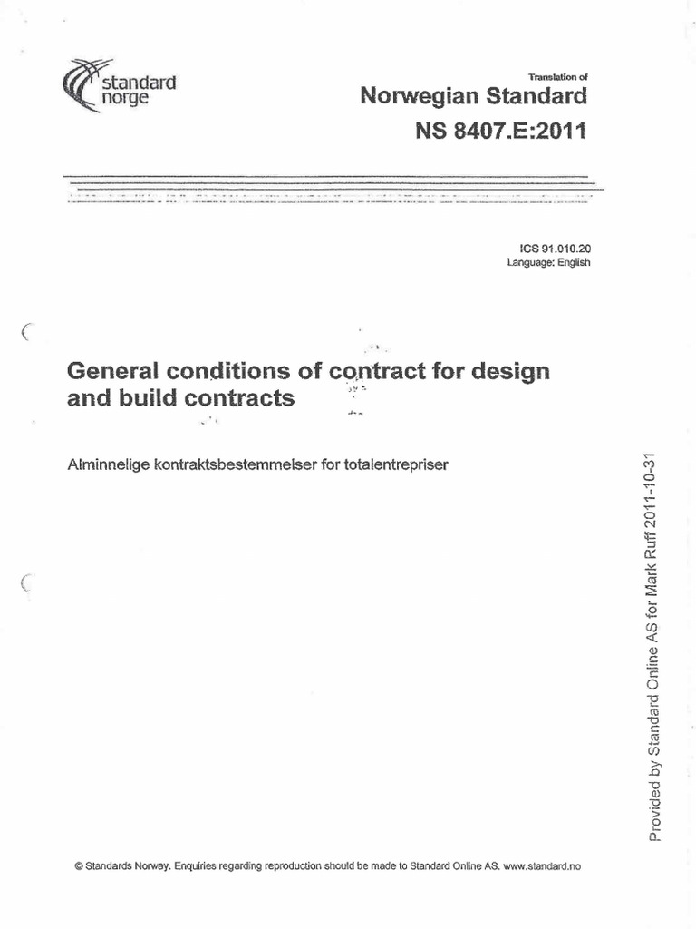 Norwegian Standard NS 8407:2011 Overview | PDF | Legal Liability ...