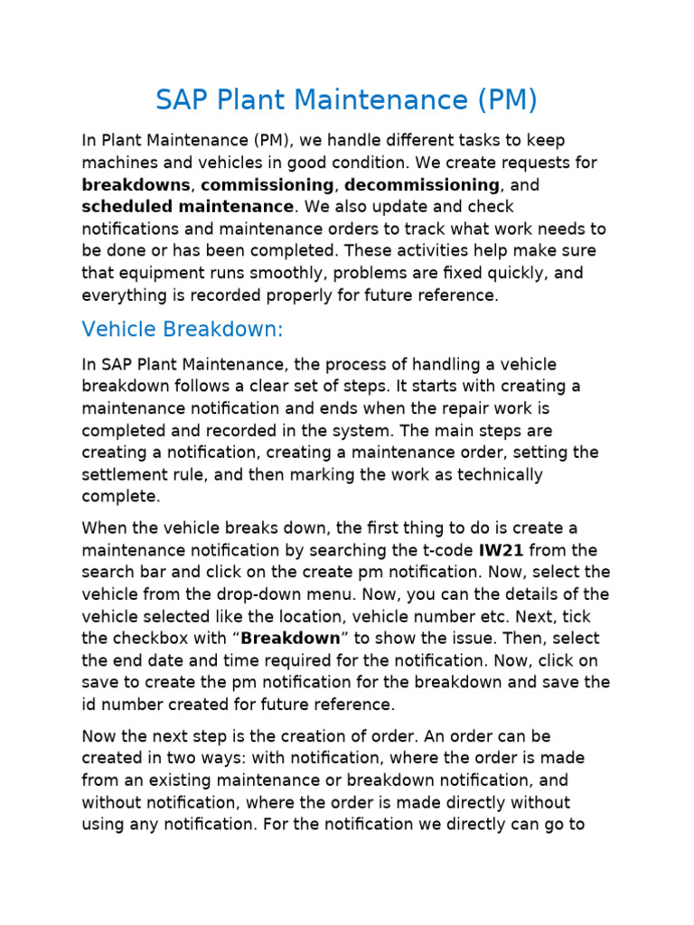 SAP Plant Maintenance (PM) | PDF | Computing