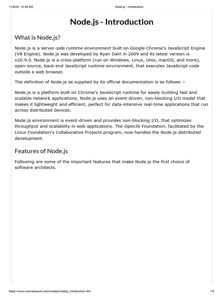 1Node.js - Introduction | PDF | Computer Engineering | Systems Architecture