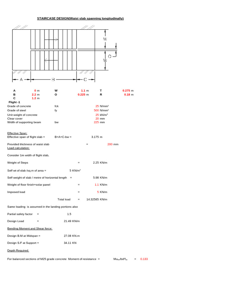 Staircase Design: Waist Slab Analysis | PDF | Bending | Applied And ...