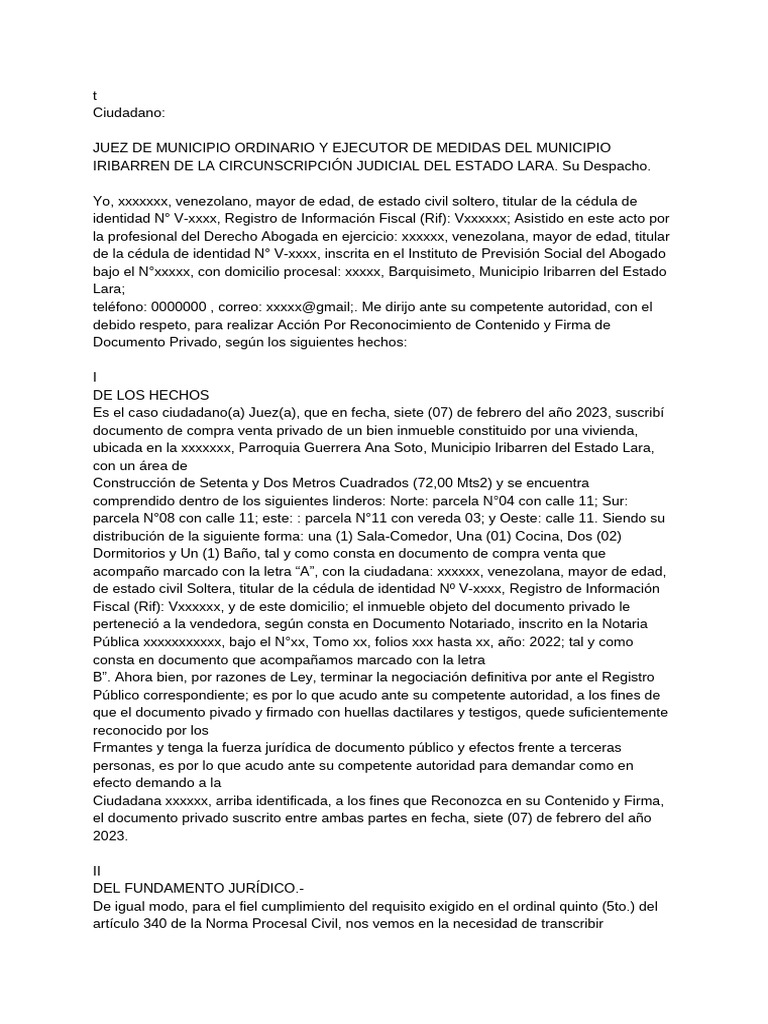 Reconocimiento de Firmas | PDF | Demanda judicial | Ley procesal
