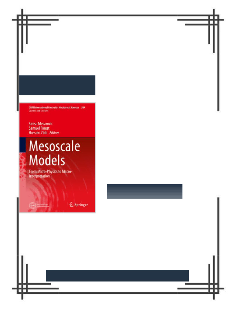Mesoscale Models From Micro Physics to Macro Interpretation Sinisa ...