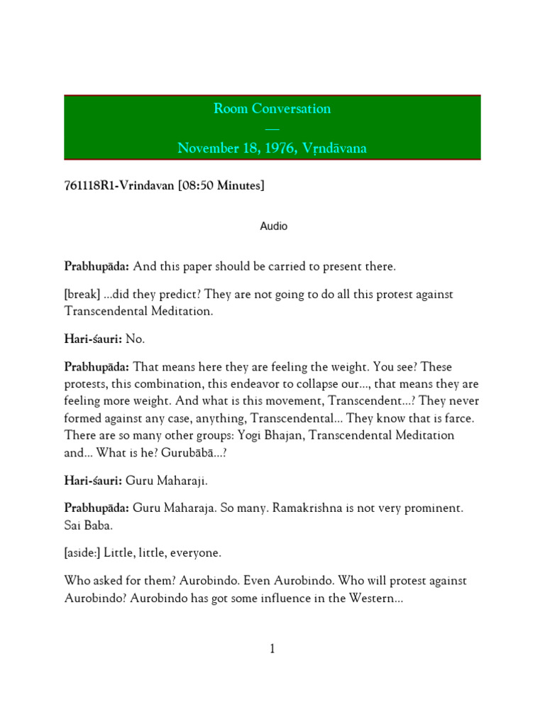 761118R1-Vrindavan Conv With Disciples | PDF