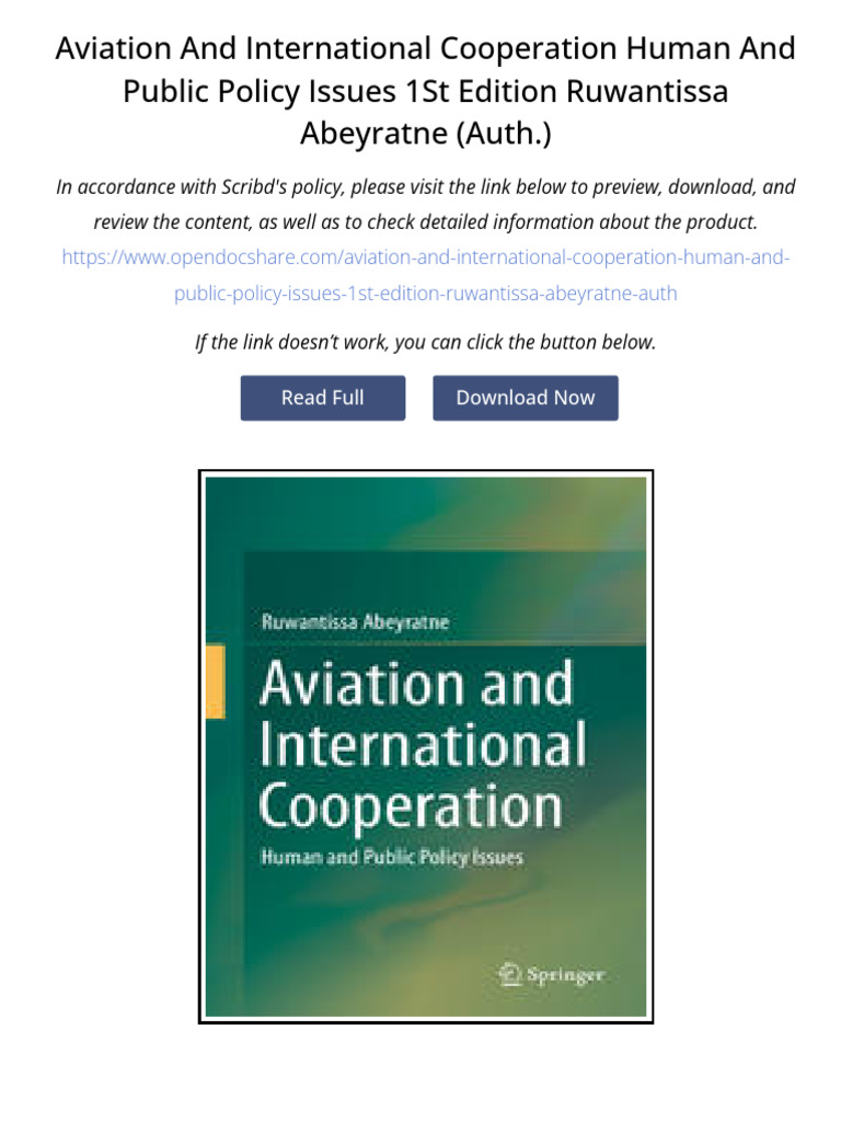 Aviation and International Cooperation Human and Public Policy Issues ...