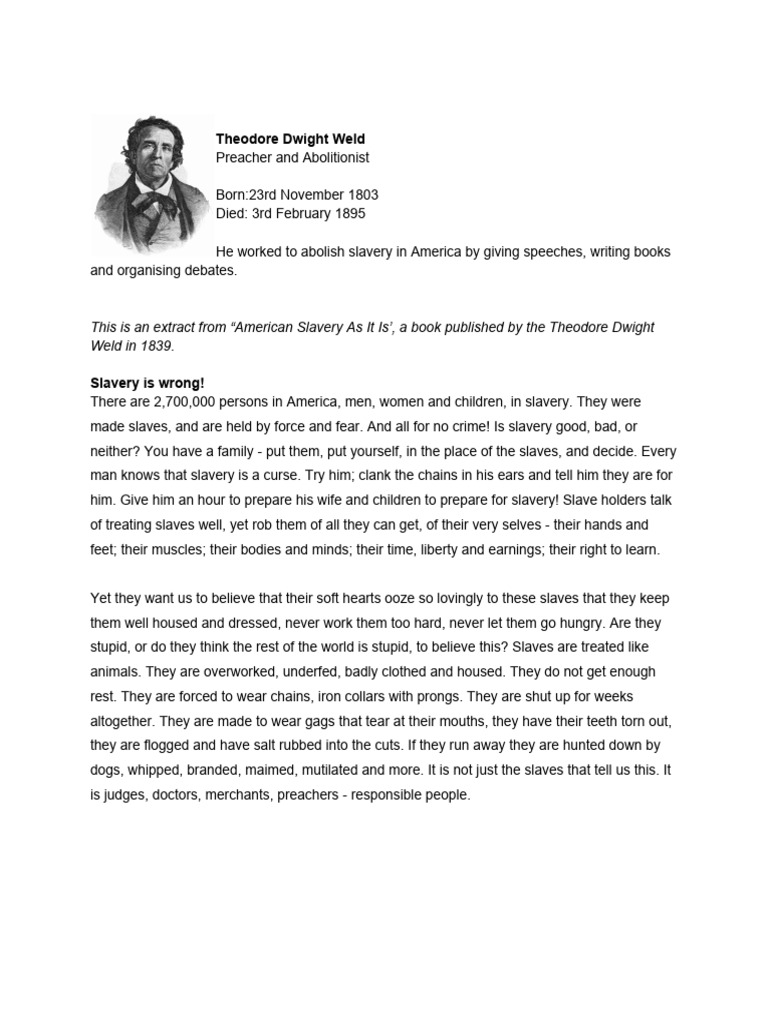 Anti Slavery Speech Theodore Dwight Weld | PDF