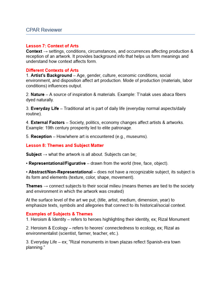 CPAR Reviewer | PDF | Canvas | Paint