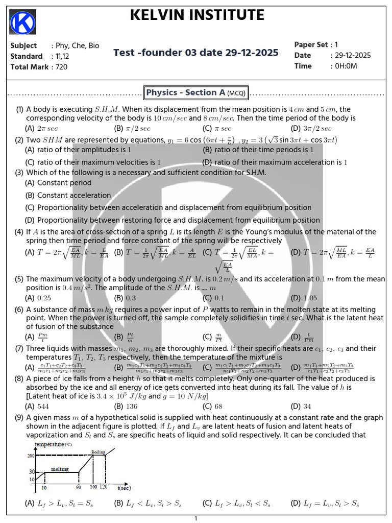 mock test for neet | PDF | Breathing | Heat