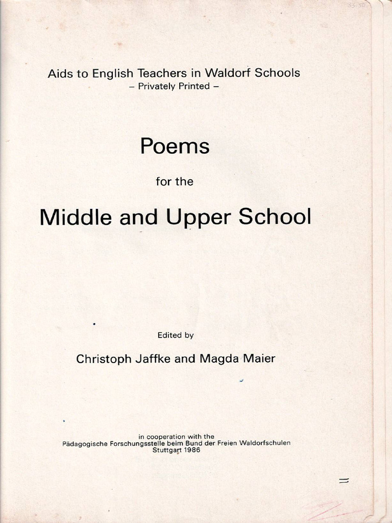 Poems For The Middle and Upper School | PDF