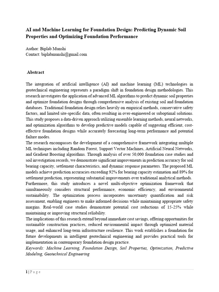 AI in Foundation Design Optimization | PDF | Machine Learning ...