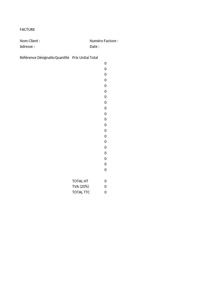 Modèle de Facture Vide | PDF