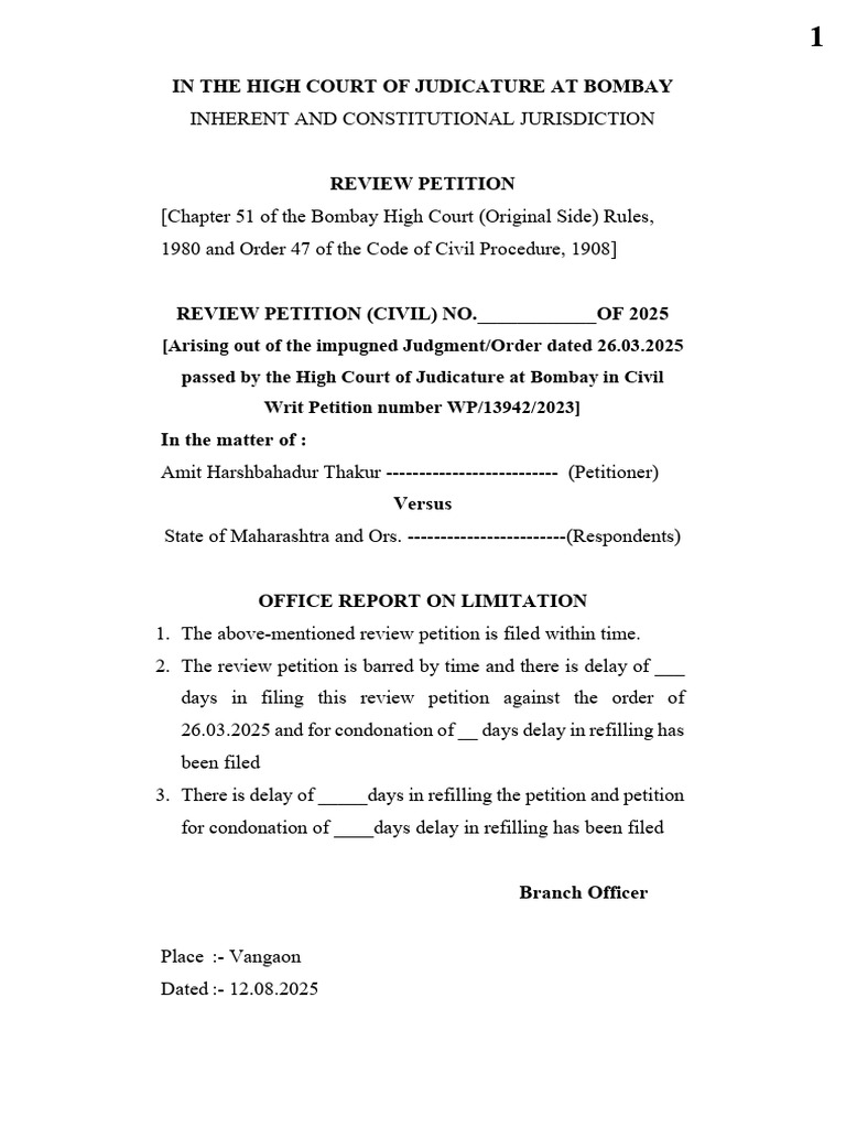 Review Petition Against High Court Order | PDF | Political Law ...