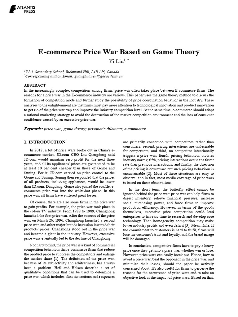 E-commerce_Price_War_Based_on_Game_Theory | PDF | Profit (Economics ...