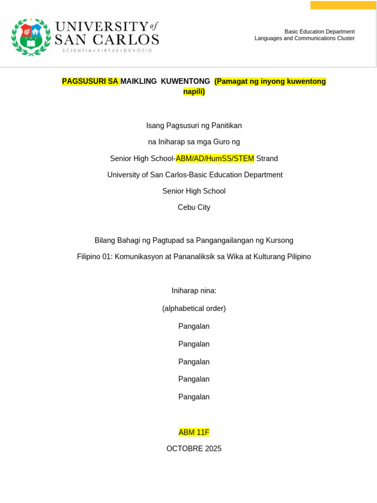 2025 Template NG Pagsusuri NG Panitikan | PDF