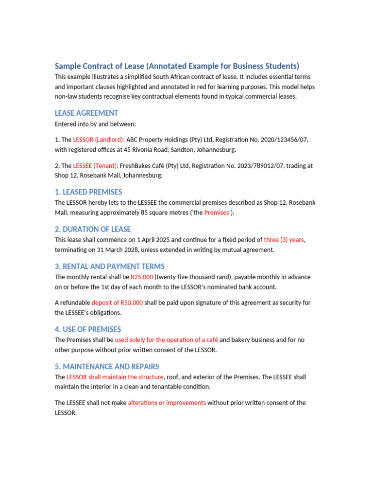 Sample_Contract_of_Lease_Annotated | PDF | Lease | Civil Law (Common Law)