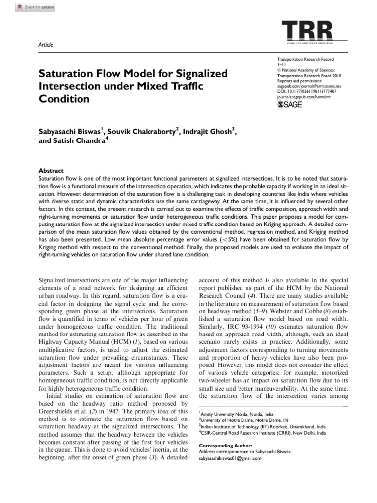 Saturation Flow | PDF | Regression Analysis | Traffic