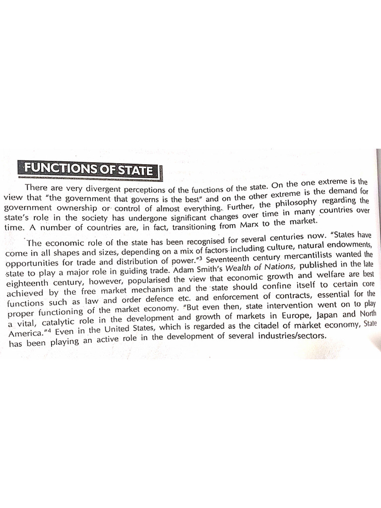 Functions of State & Economic Role of Govt | PDF