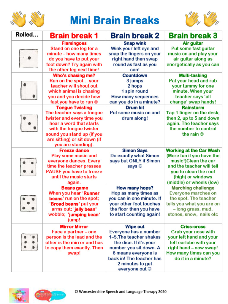 Fun Mini Brain Break Activities | PDF