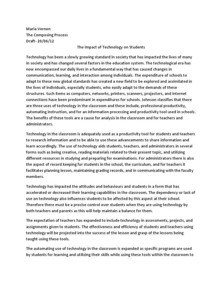 Impact of Technology on Student Learning | PDF | Classroom | Teachers