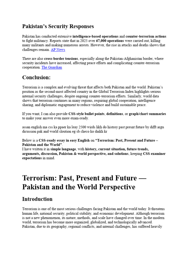 Terrorism | PDF | Pakistan | Failed State