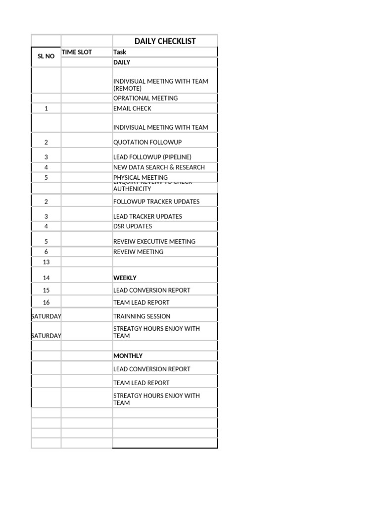 Daily Operational Meeting Checklist | PDF