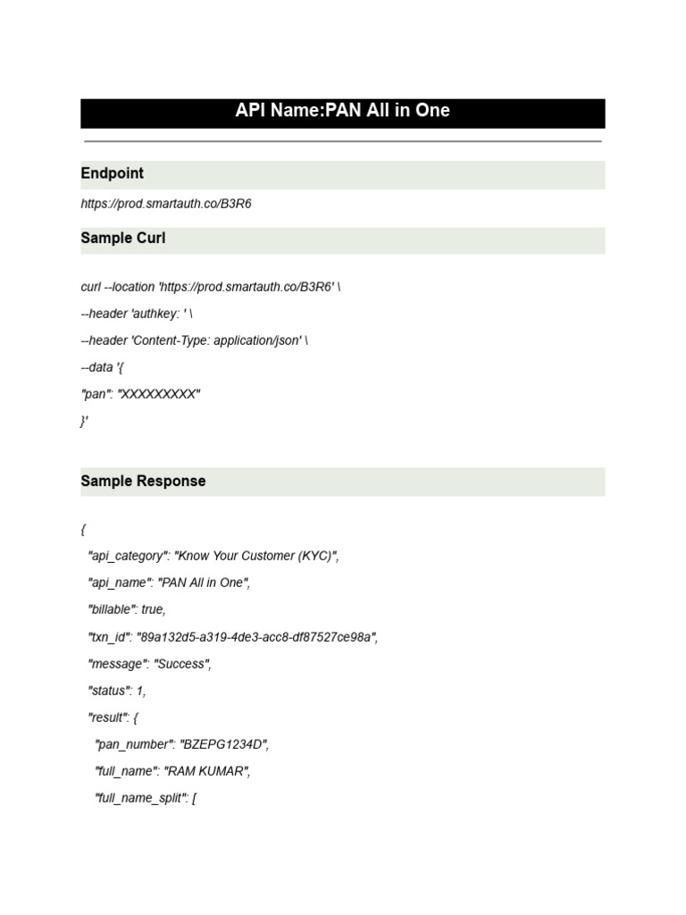PAN All in One API Documentation | PDF