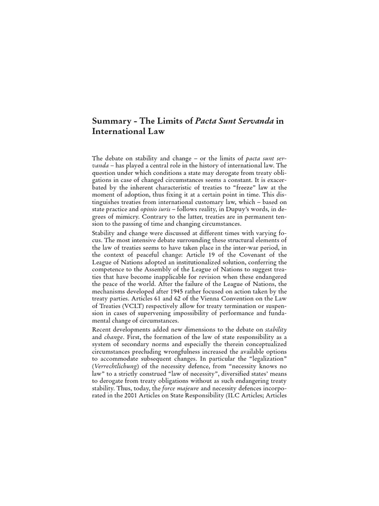 The Limits of Pacta Sunt Servanda in International Law | PDF | Treaty ...