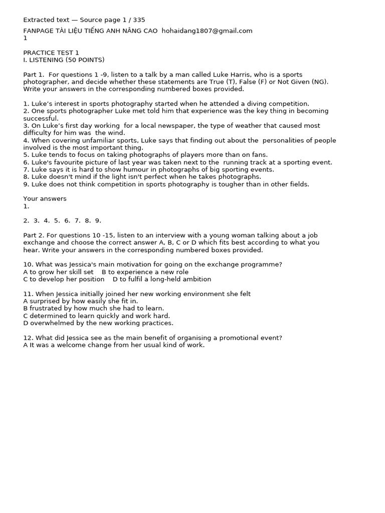 Advanced English Listening Practice Test | PDF | Cost Of Living